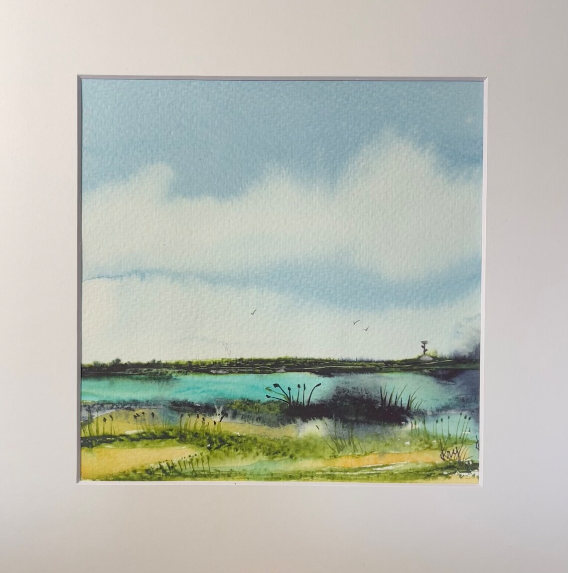 Watercolor Intuitive Landscape Original Art 'ponds & Fronds' 12x12 ...