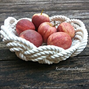 Rope Bowl Large White Cotton Rope Nautical Decor Kitchen Table ...