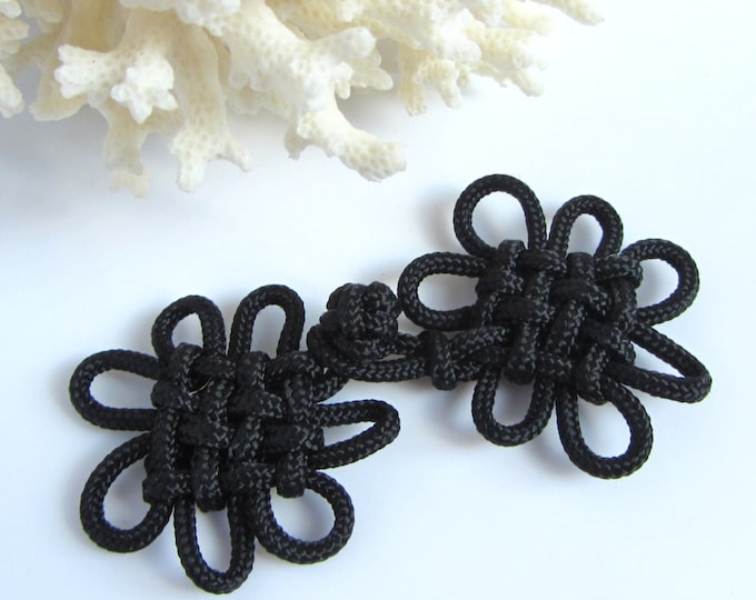Black Frog Closure Sewing Fasteners Chinese Knotting Cord Coat Button ...