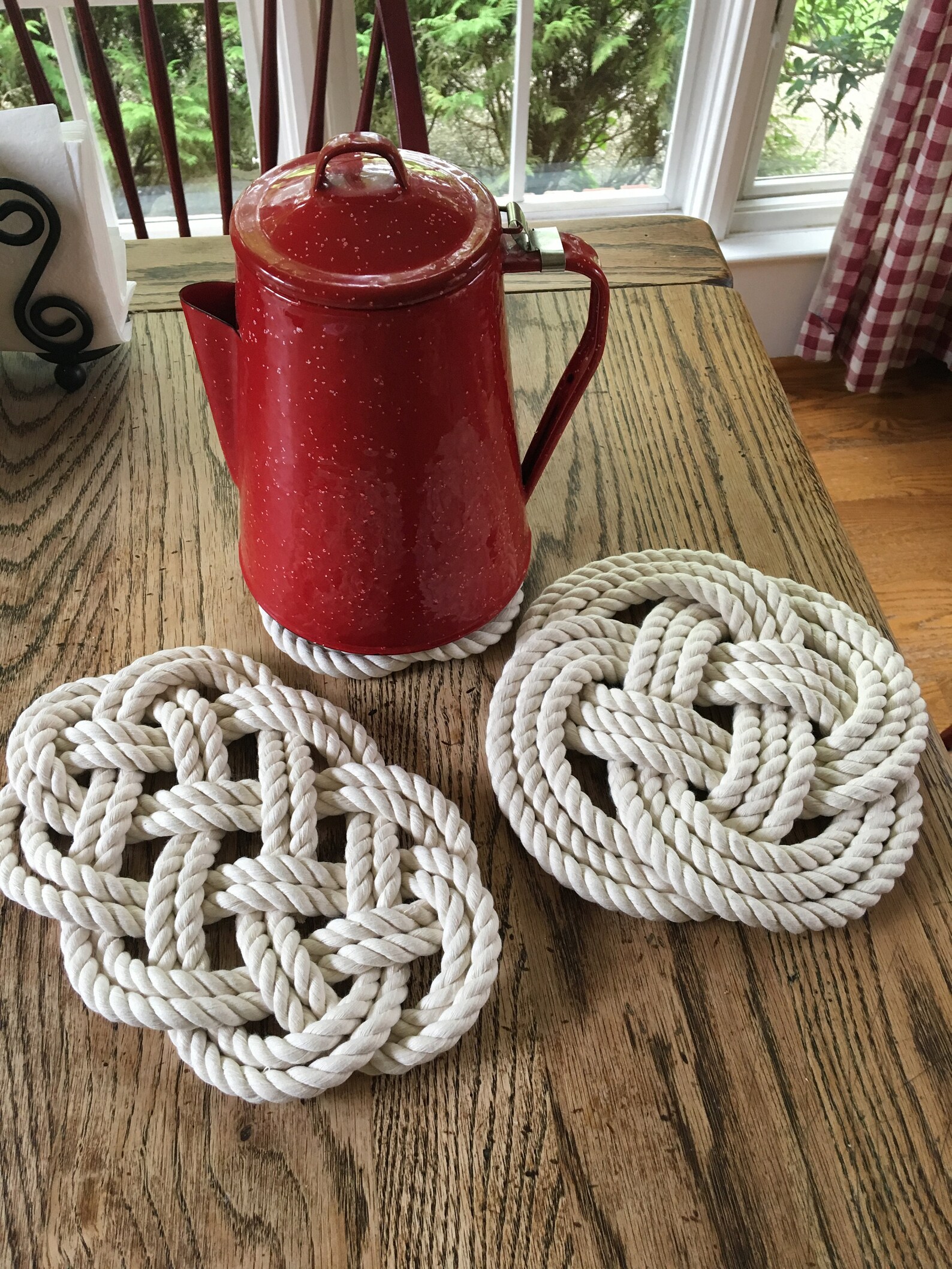 Rope Trivet Hot Pad Sailor Knot Celtic Knot Natural Cotton Rope White ...