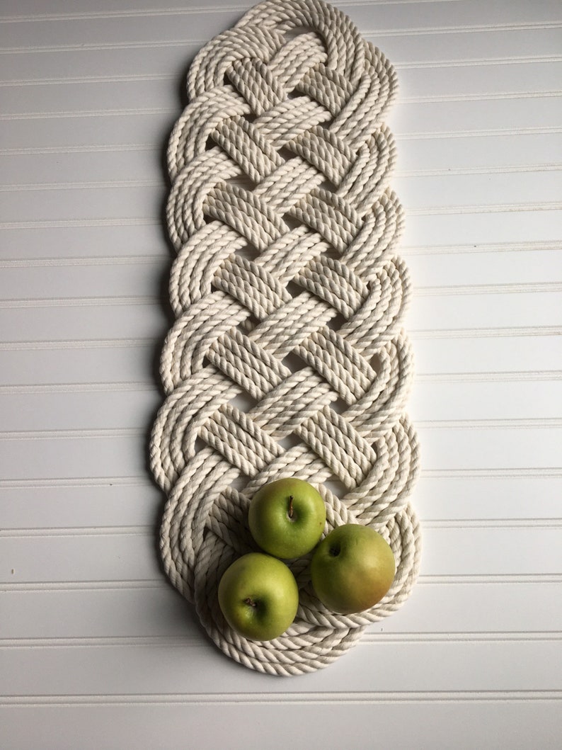 Rope Table Runner of Natural White Cotton Rope for Nautical | Etsy
