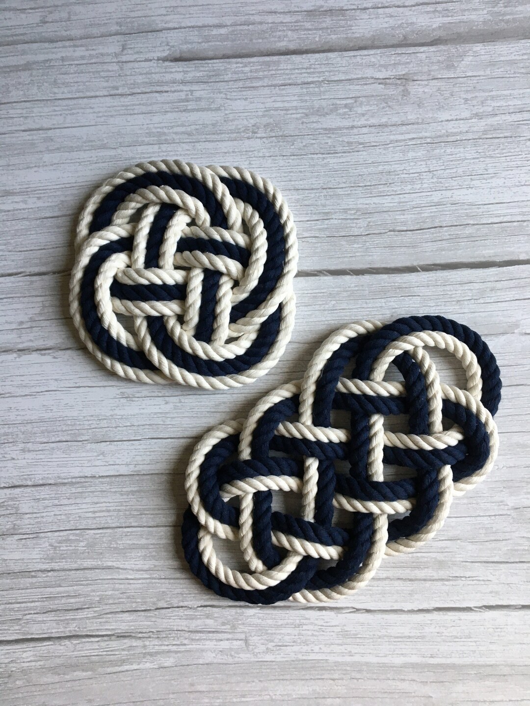 Rope Trivet Hot Pad Sailor Knot Celtic Knot Natural Cotton Rope White ...