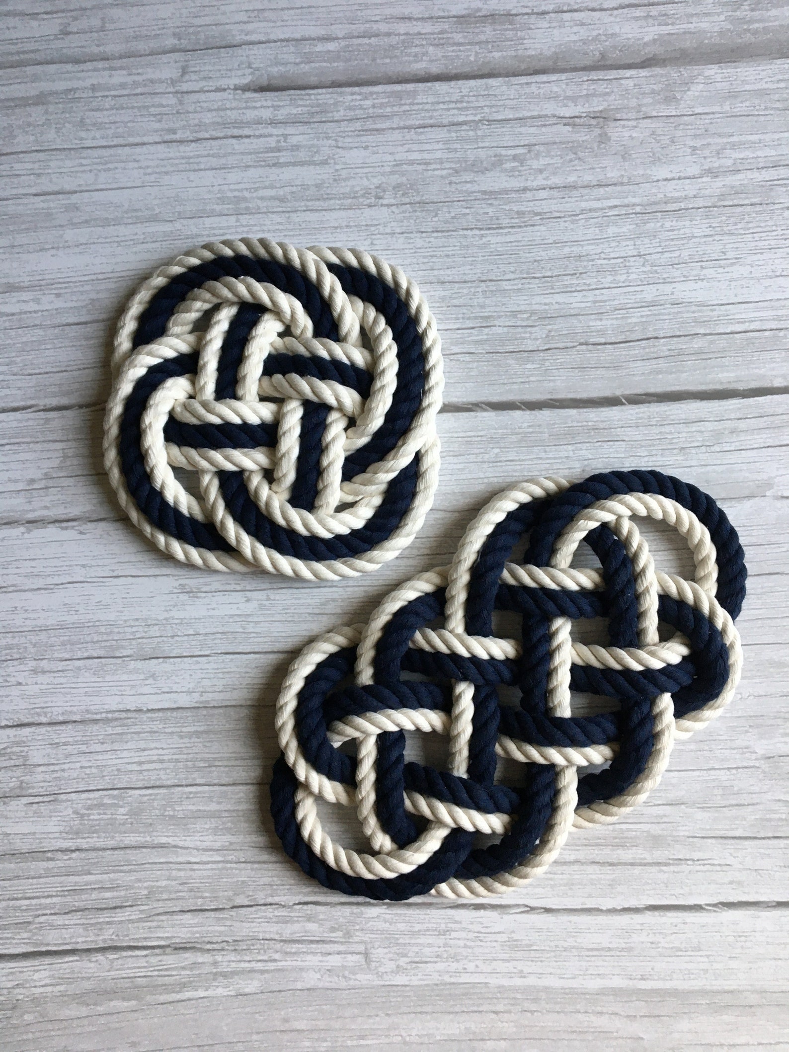Rope Trivet Hot Pad Sailor Knot Celtic Knot Natural Cotton Rope White ...