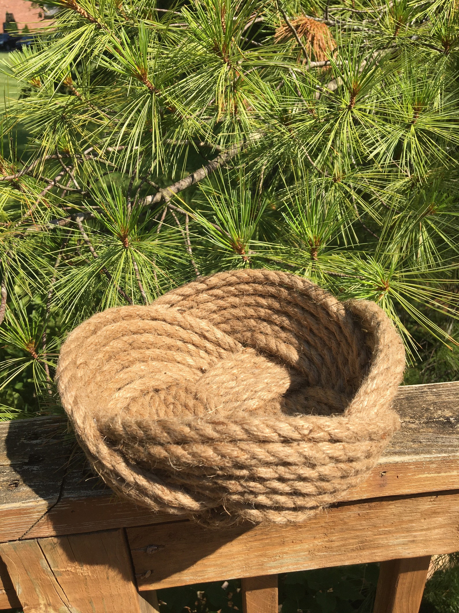 Large Jute Rope Bowl Basket Natural Fiber for Rustic Nautical - Etsy