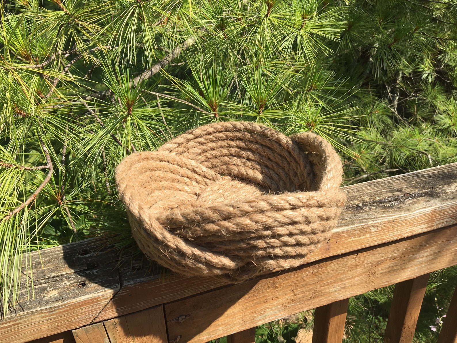 Large Jute Rope Bowl Basket Natural Fiber for Rustic Nautical - Etsy