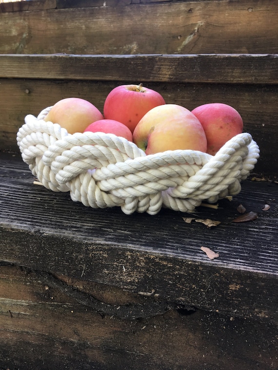 Rope Bowl Large White Cotton Rope Nautical Decor Kitchen Table - Etsy