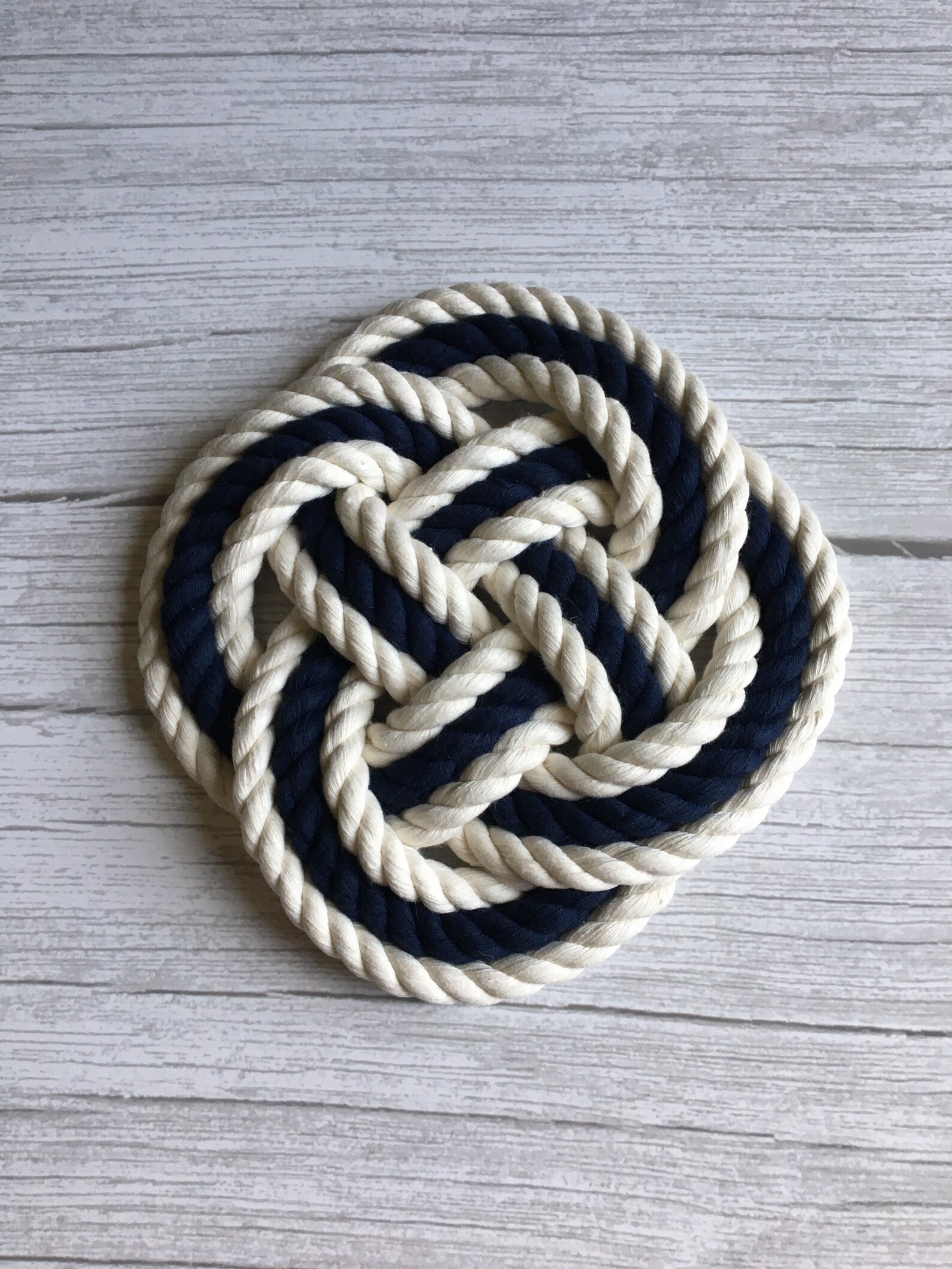 Rope Trivet Hot Pad Sailor Knot Celtic Knot Natural Cotton Rope White ...
