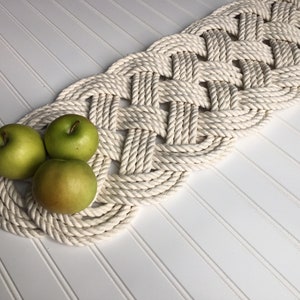 Rope Table Runner of Natural White Cotton Rope for Nautical, Boat and ...