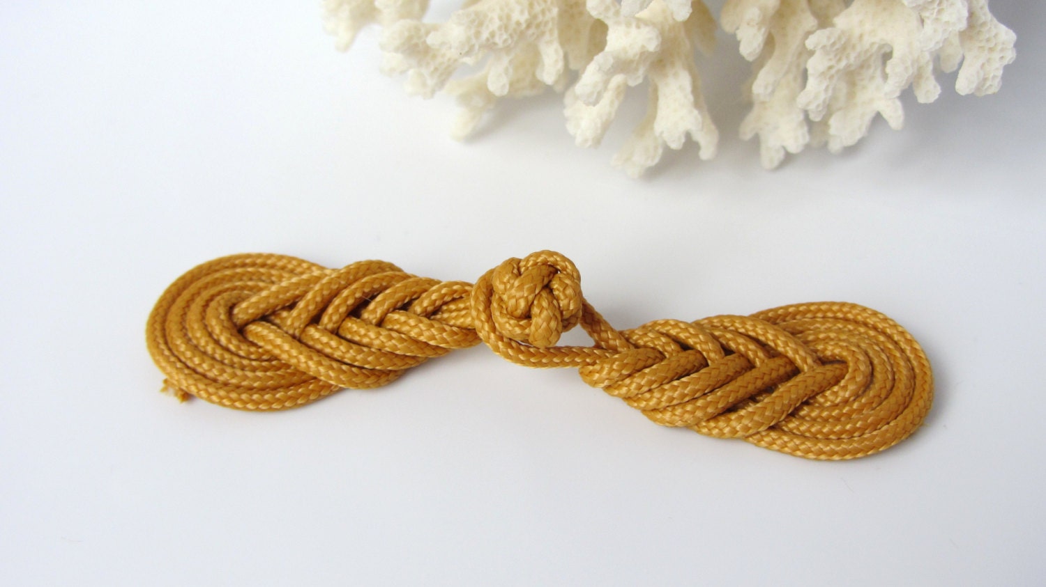 Frog Closure Hand Tied Golden Brown Cord Chinese Knotting Button Knot ...