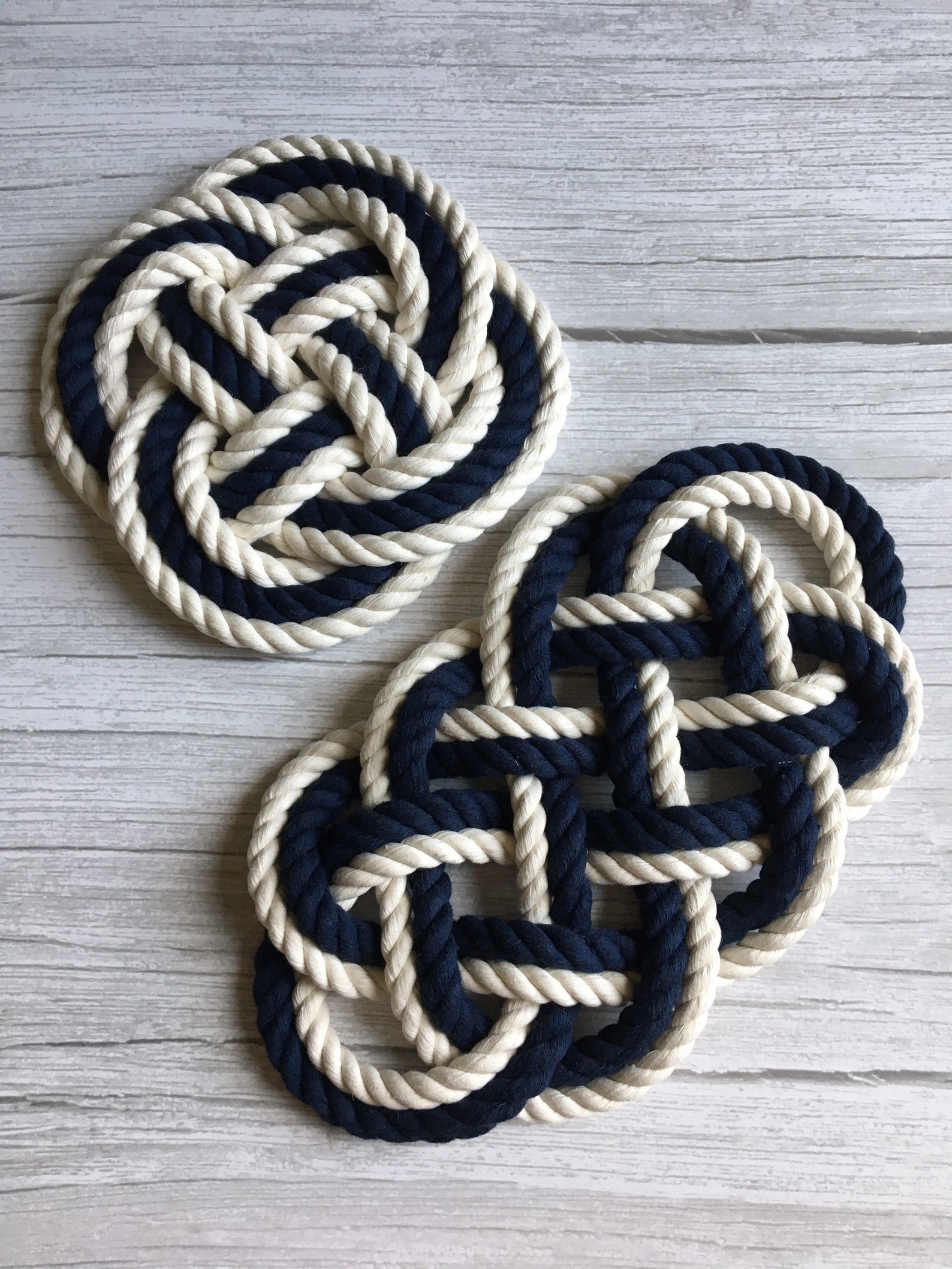 Rope Trivet Hot Pad Sailor Knot Celtic Knot Natural Cotton Rope White ...