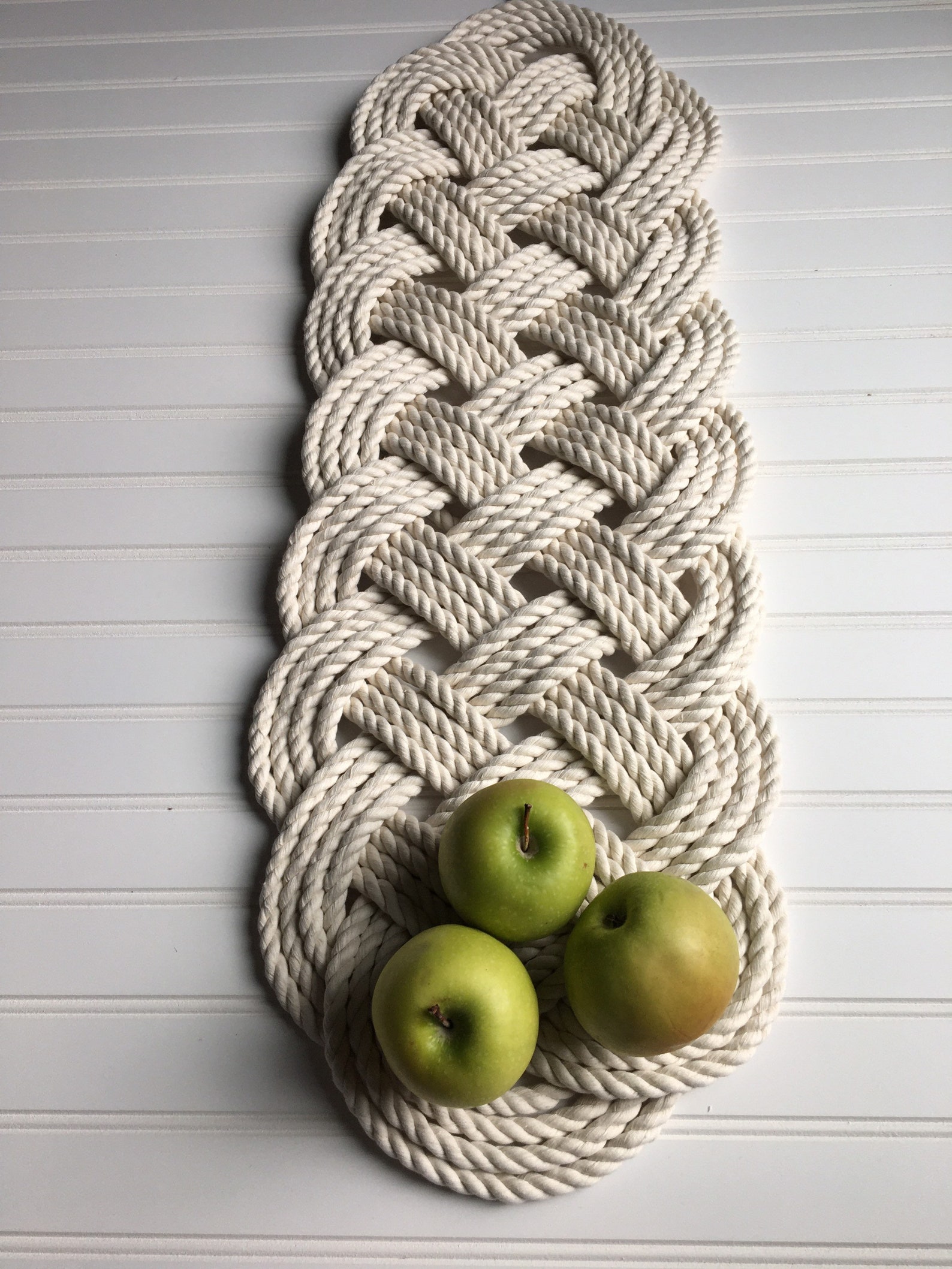 Rope Table Runner of Natural White Cotton Rope for Nautical | Etsy