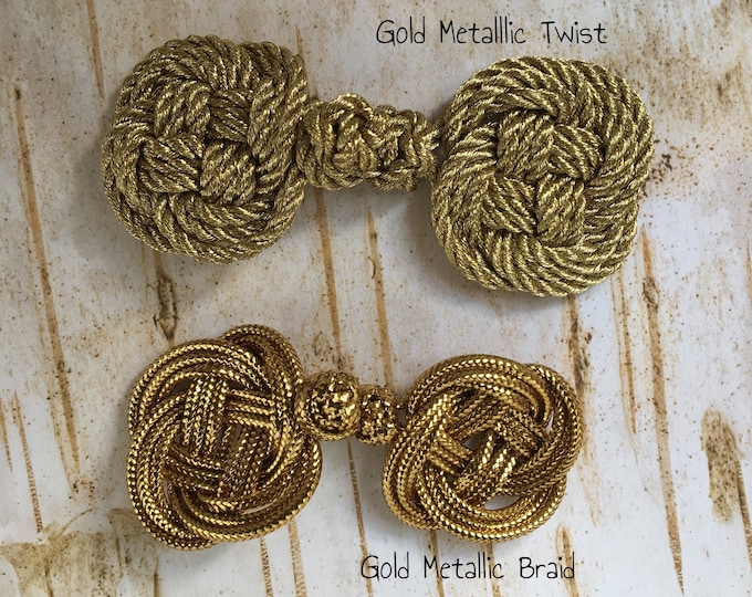 Four Loop Gordian Knot Frog Closure Wizard House Robe Metallic Gold ...