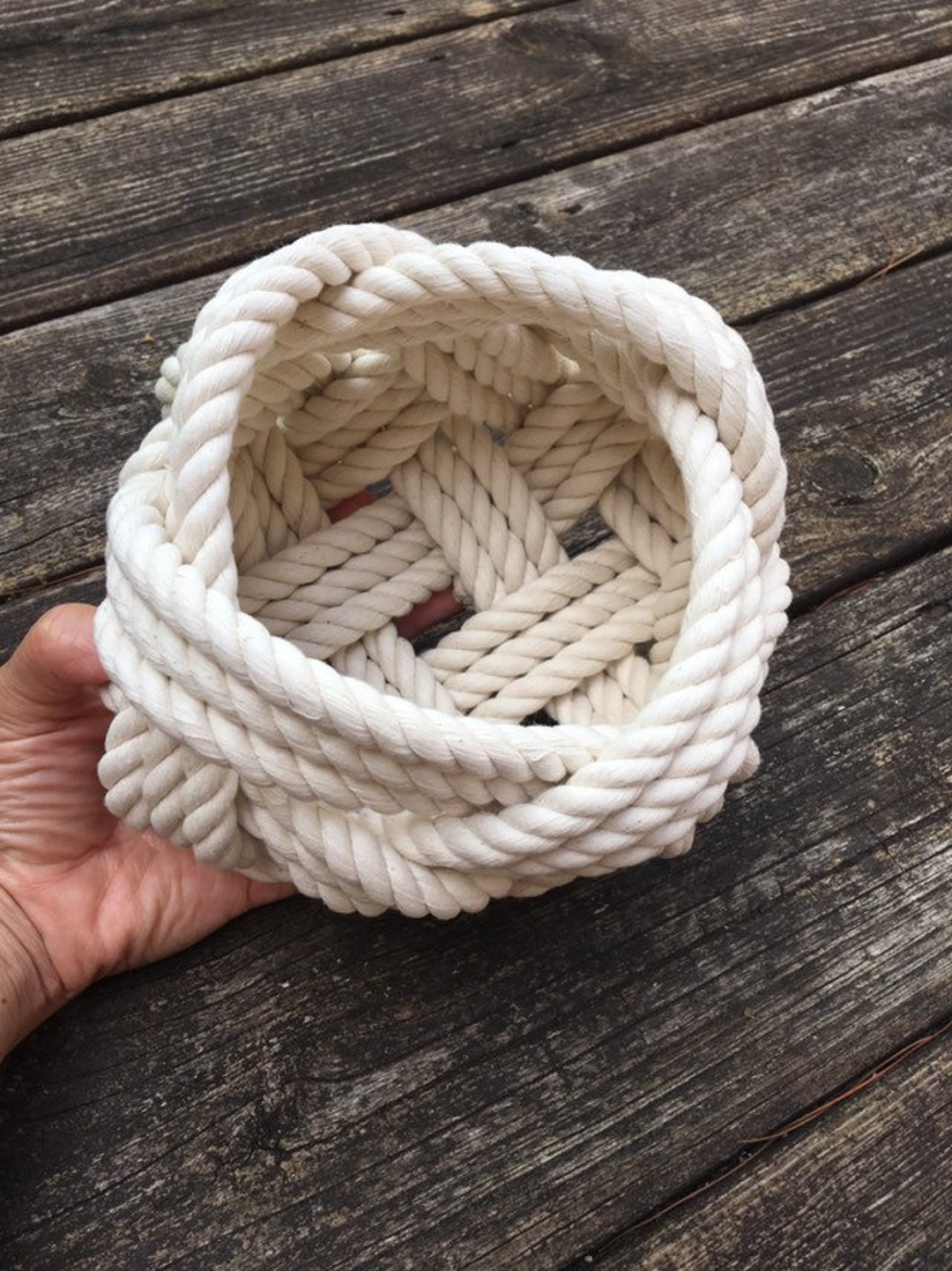 White Rope Bowl From Sailor Knot for Beach Coastal Decor - Etsy