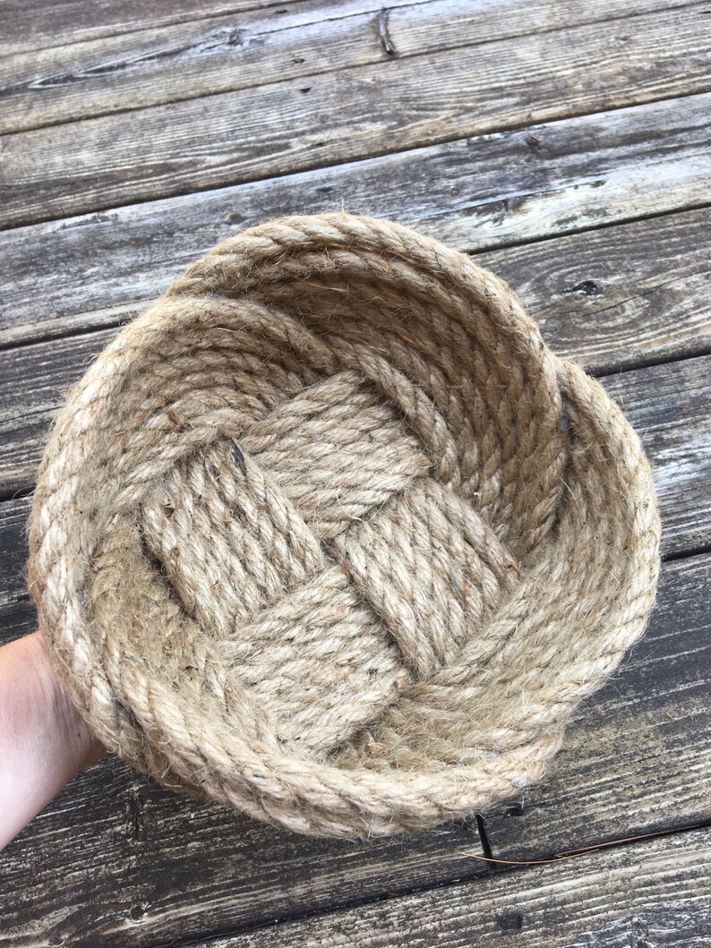 Large Jute Rope Bowl Basket Natural Fiber for Rustic Nautical - Etsy