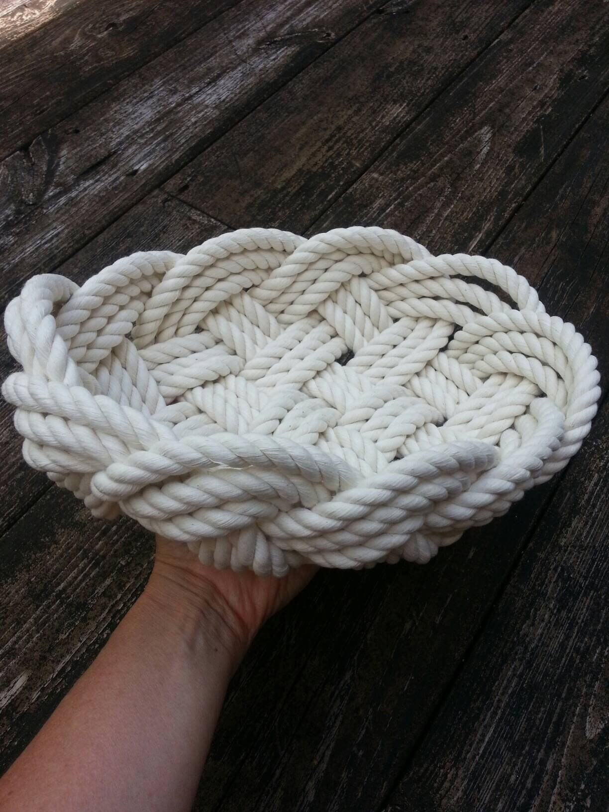 Rope Bowl Large White Cotton Rope Nautical Decor Kitchen Table ...