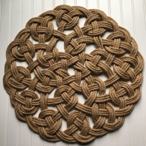 Large Mat 24 Inches Round in Jute Rope for Farmhouse, Rustic, Nautical ...