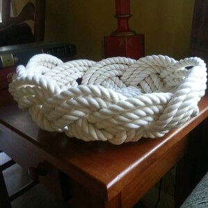 Rope Bowl Large White Cotton Rope Nautical Decor Kitchen Table ...