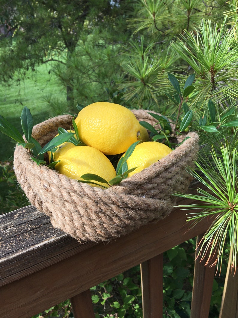Large Jute Rope Bowl Basket Natural Fiber for Rustic Nautical | Etsy
