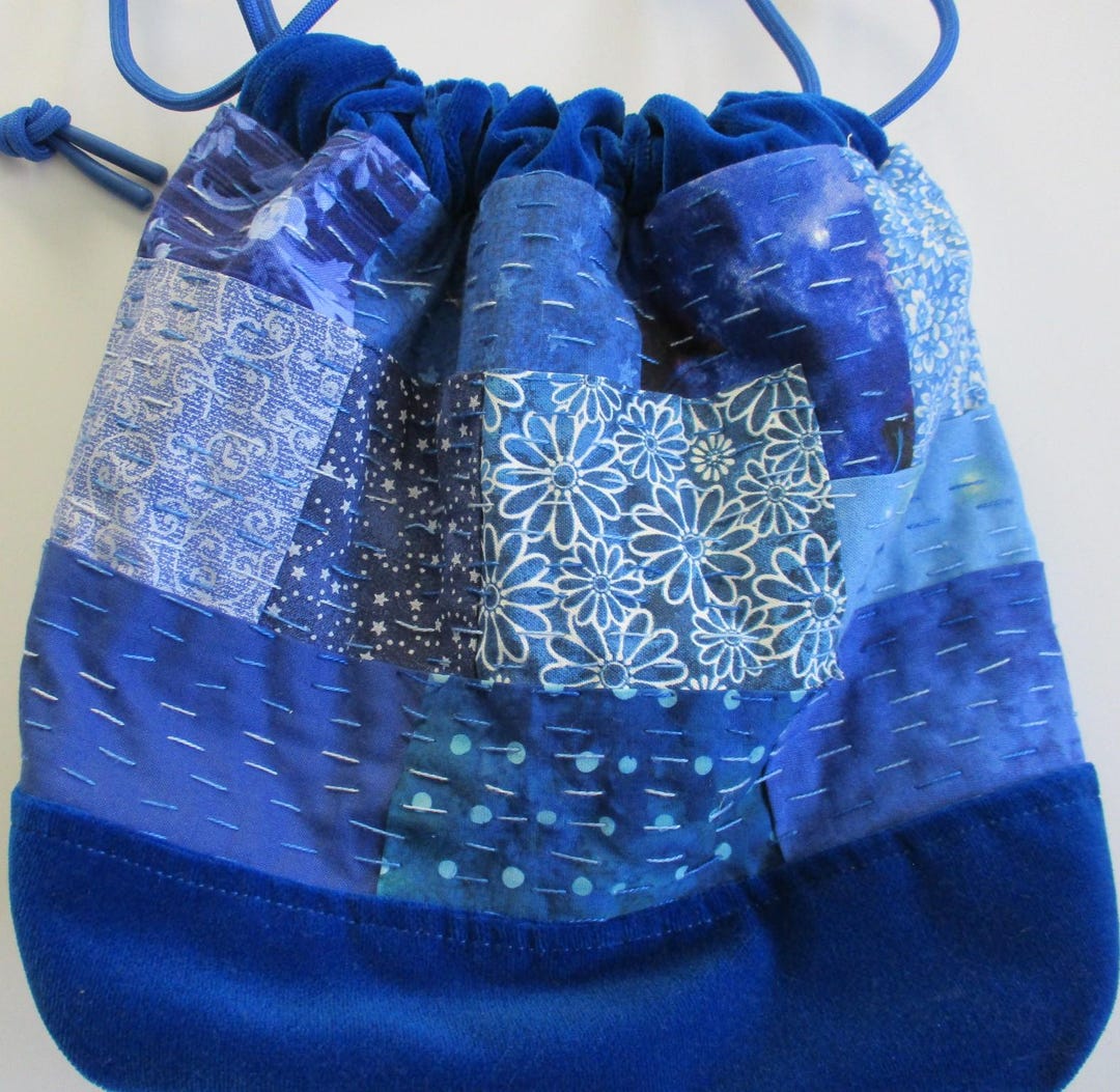 Drawstring Bag, Kawandi Style, Project Bag, Slow Stitch, Handquilted ...