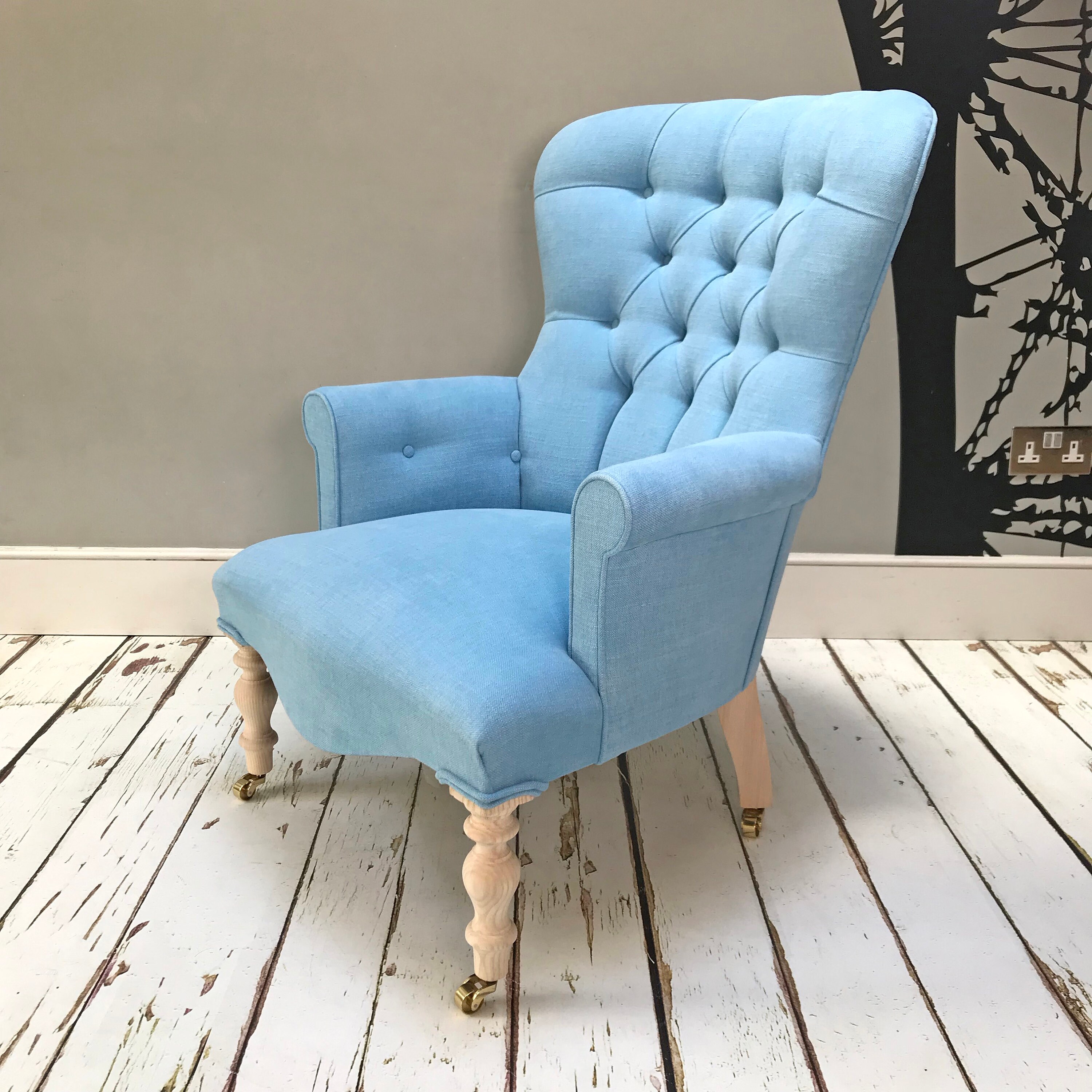 Blue Loaf Upholstered Armchair | Etsy