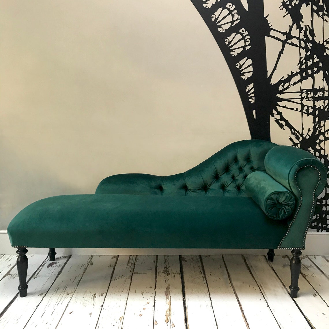 Large Emerald Green Velvet Chaise Longue - Etsy