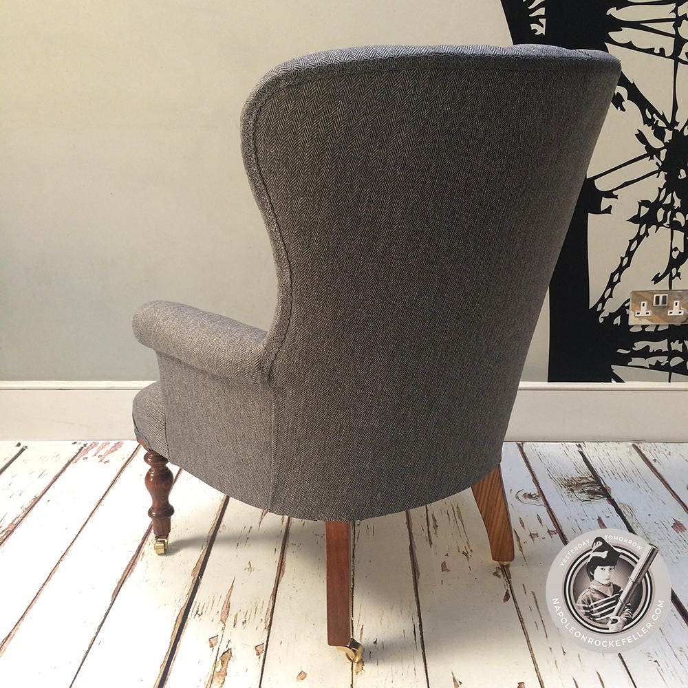 Sherlock Brown Grey Herringbone Chair - Etsy