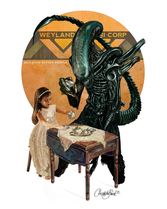 Xenomorph Alien Tea Party 16x20 Print - Etsy