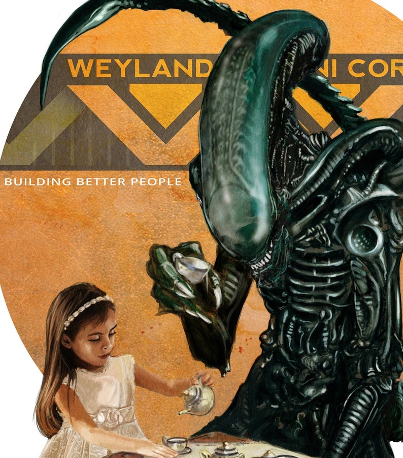 Xenomorph Alien Tea Party 16x20 Print - Etsy