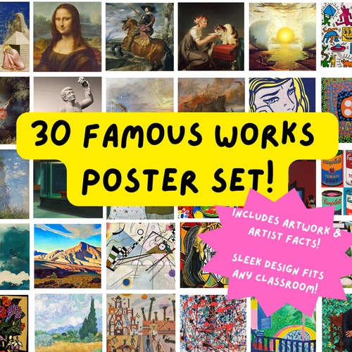 Famous Works Poster Set 30 Art History Design Art Teacher - Etsy