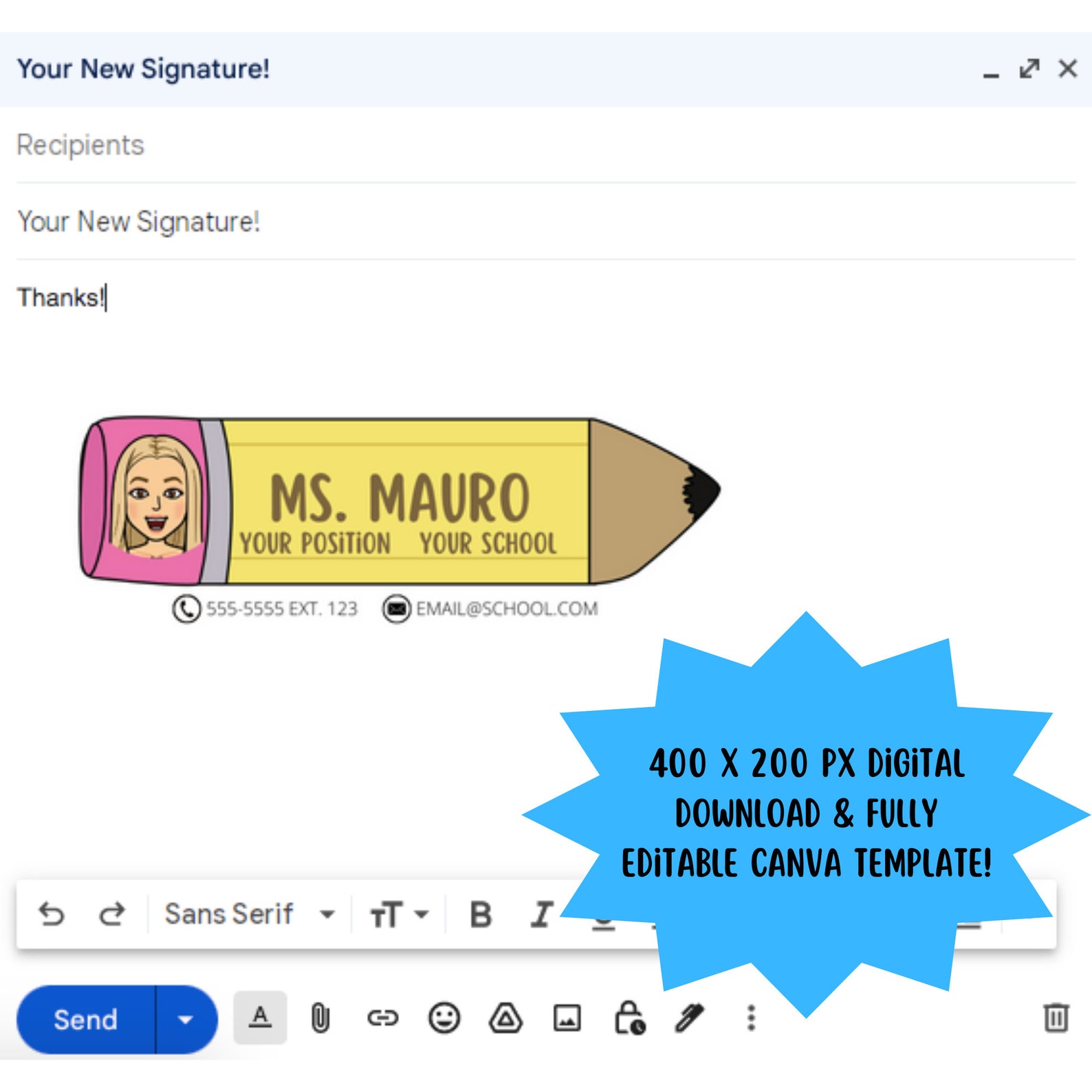 Teacher Email Signature, Email Template for Teachers, Email Signature ...