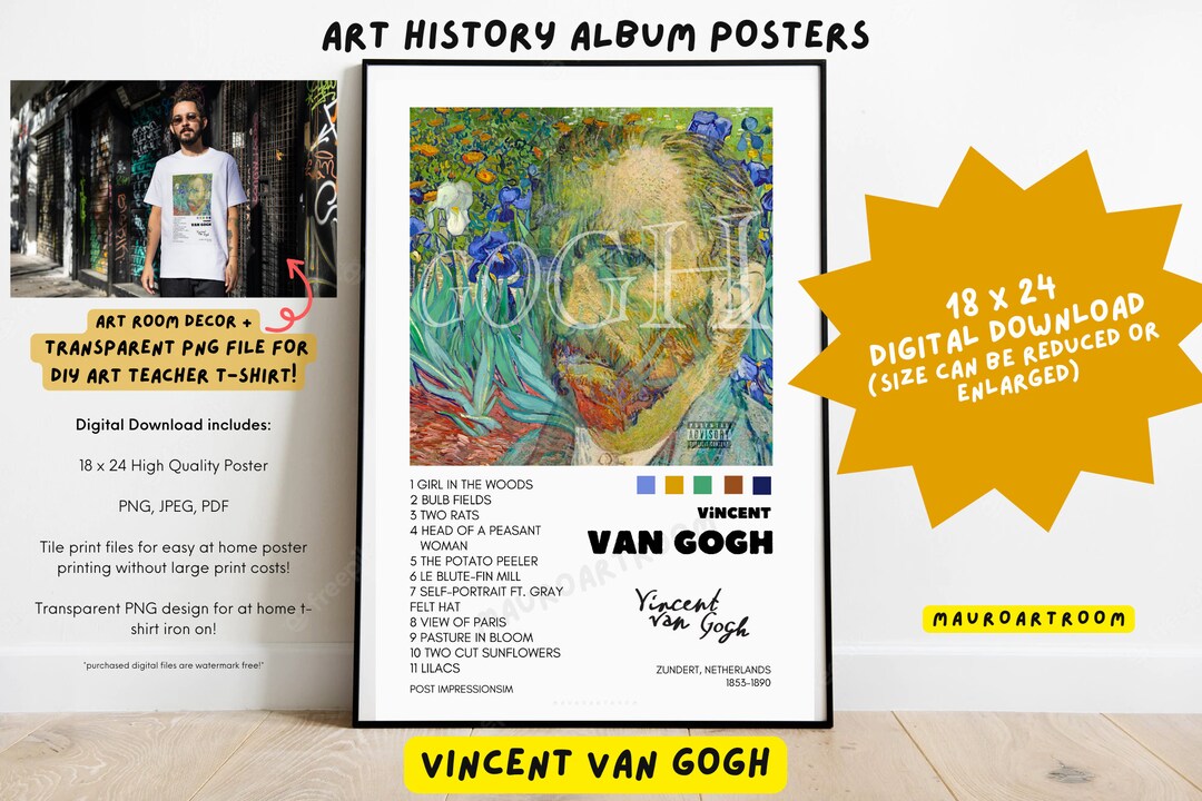 Art History Album Cover Inspired Classroom Poster - Vincent Van Gogh ...