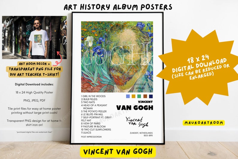 Art History Album Cover Inspired Classroom Poster - Vincent Van Gogh ...