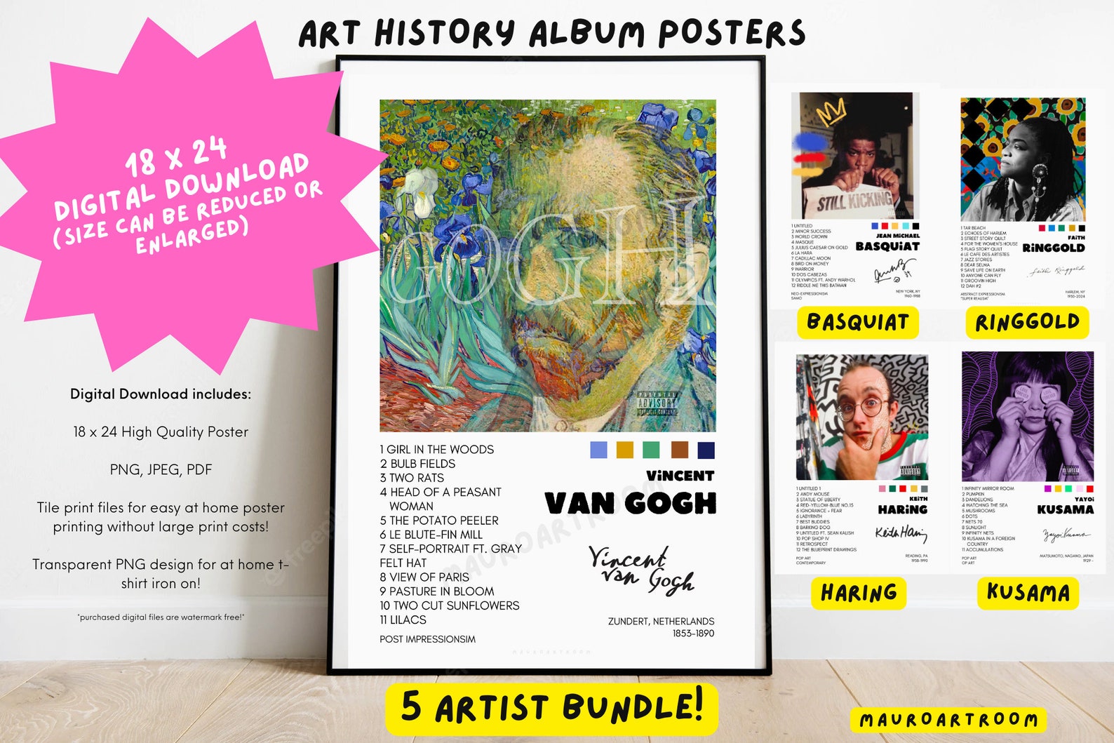 Art History Album Cover Inspired Classroom Poster - BUNDLE 5 PACK ...