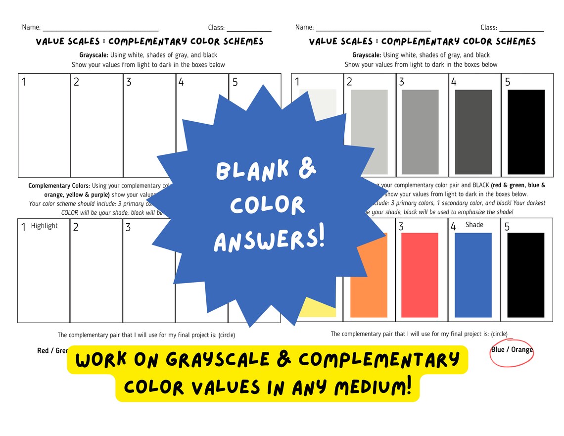 Color Theory Art Lesson - Complementary Jack-o-lantern - Etsy