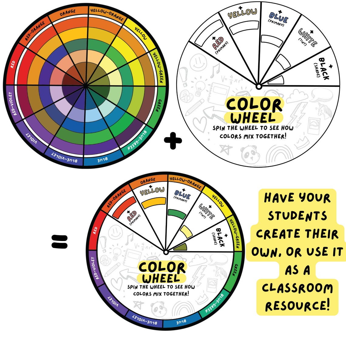 Color Mixing Wheel - Color Theory Resource - Bulletin Board / Personal ...