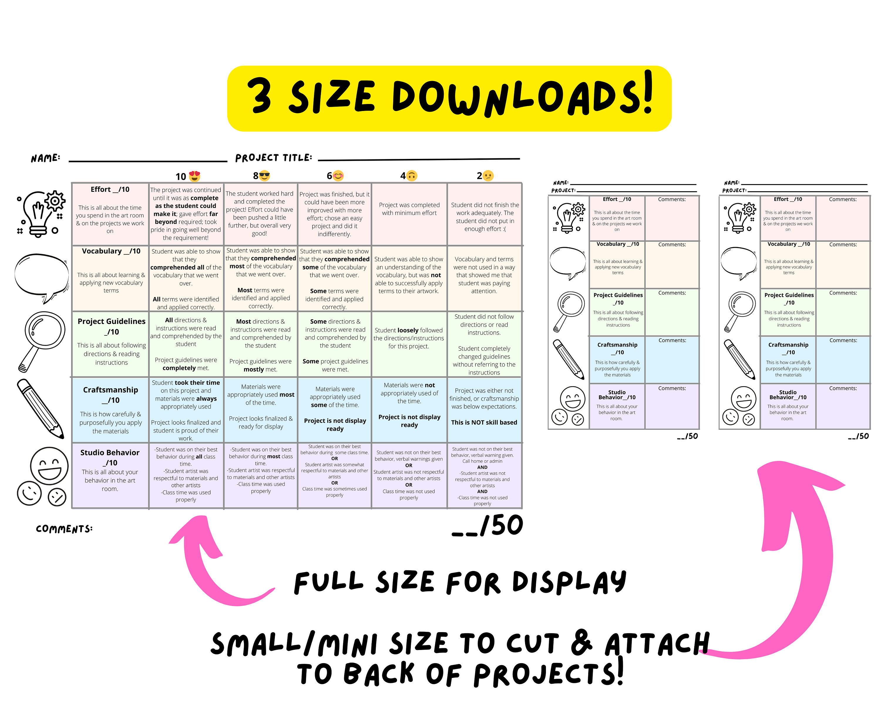 Art Classroom Rubric Bundle rubric Mini Rubric & Rubric - Etsy Canada