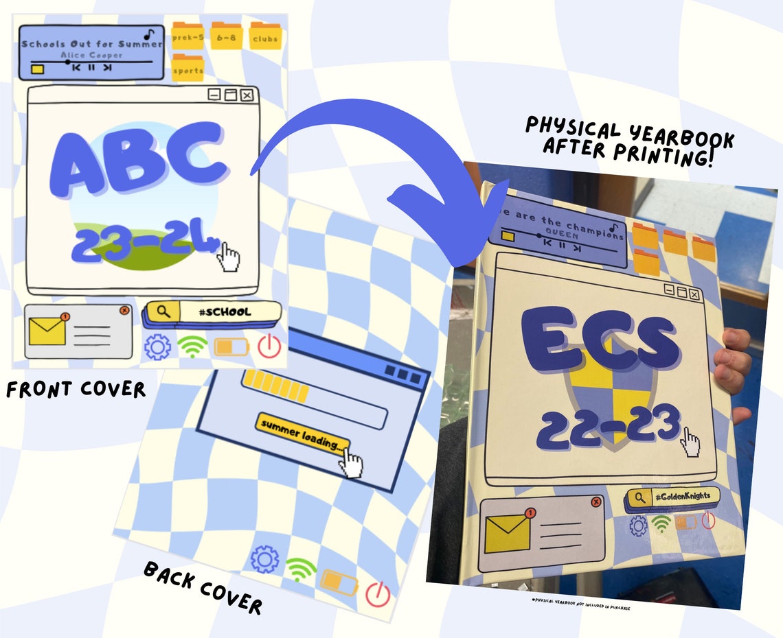 Yearbook Template - Y2K Computer Theme - Easy Edit - Mauroartroom - Etsy