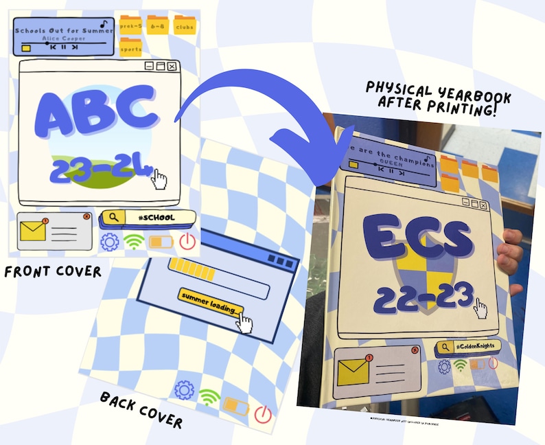 Yearbook Template - Y2K Computer Theme - Easy Edit - Mauroartroom - Etsy