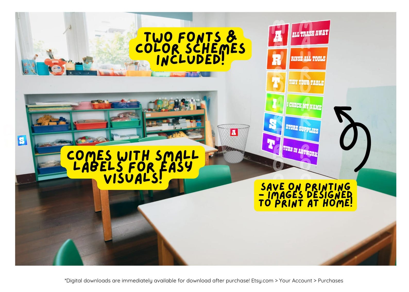 Art Classroom - Artist Clean up Posters - Mauroartroom / Colorful Art ...