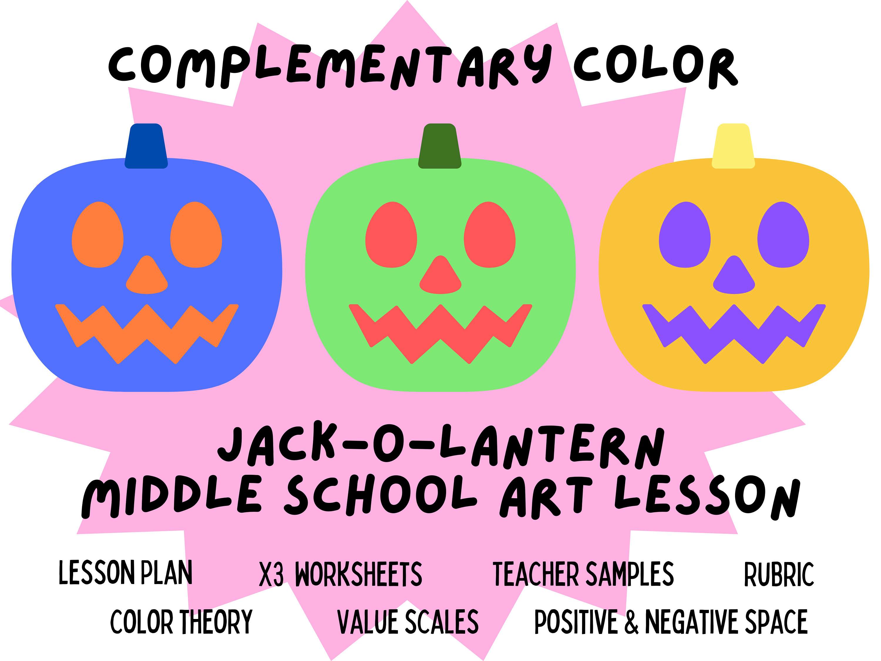 Color Theory Art Lesson Complementary Jack-o-lantern - Etsy