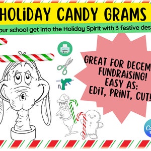 Candy Gram Template - Gingerbread, Grinch, Max, Fundraising Download ...