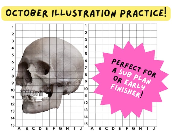 Grid Drawing Skull Illustration SUB Plan/ Early Finisher - Etsy
