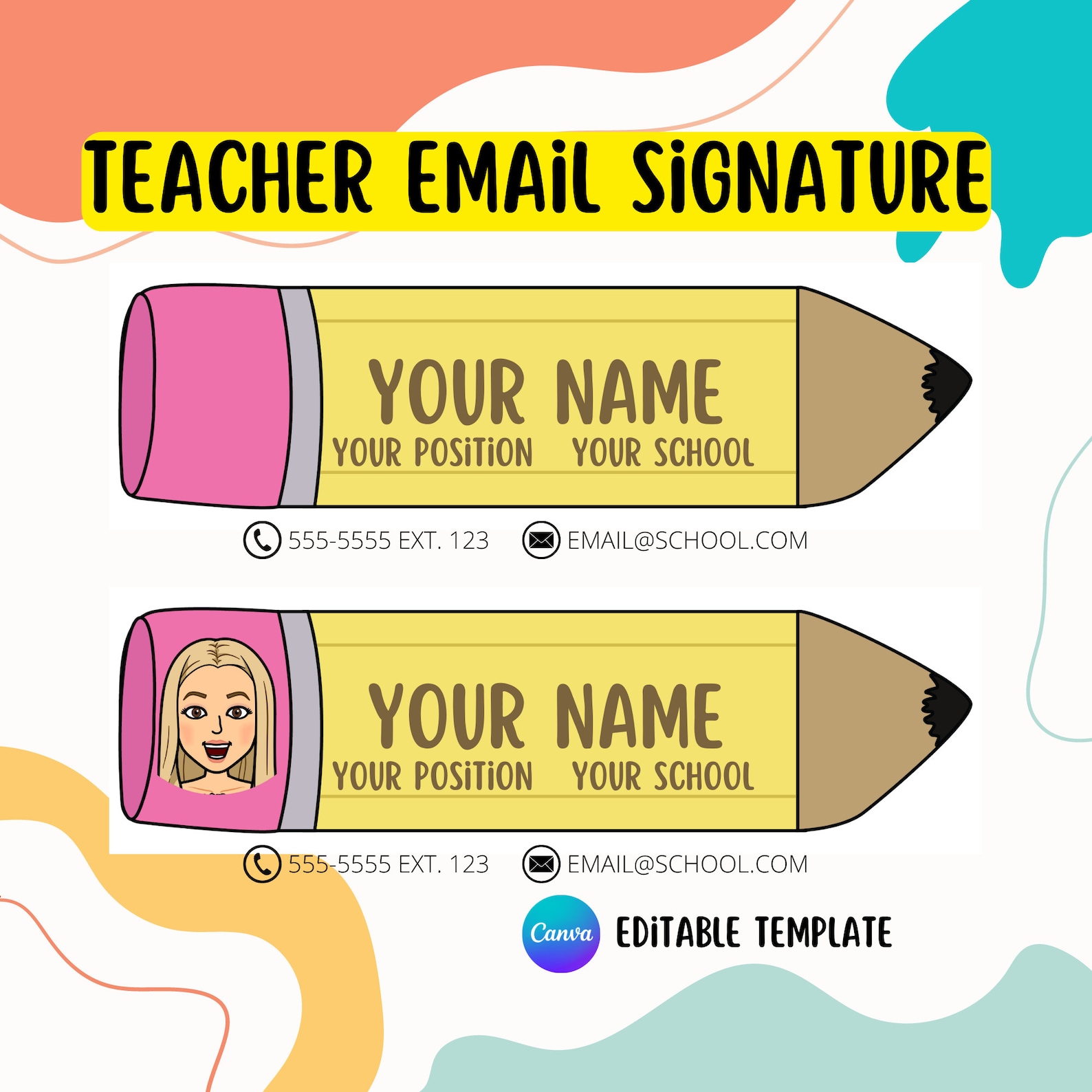 Teacher Email Signature, Email Template for Teachers, Email Signature ...