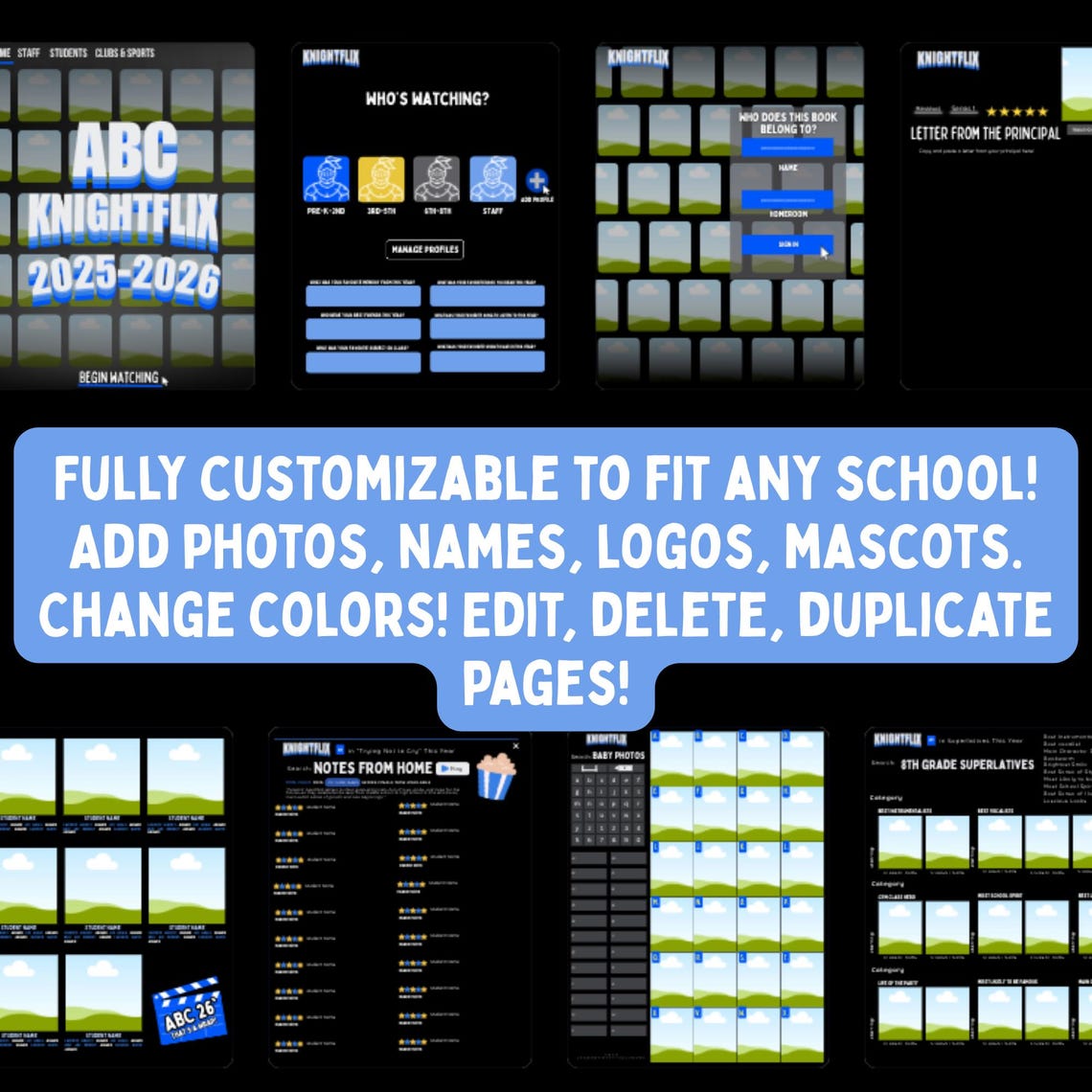 Yearbook Template - Netflix Theme - Easy Edit - Mauroartroom - Etsy