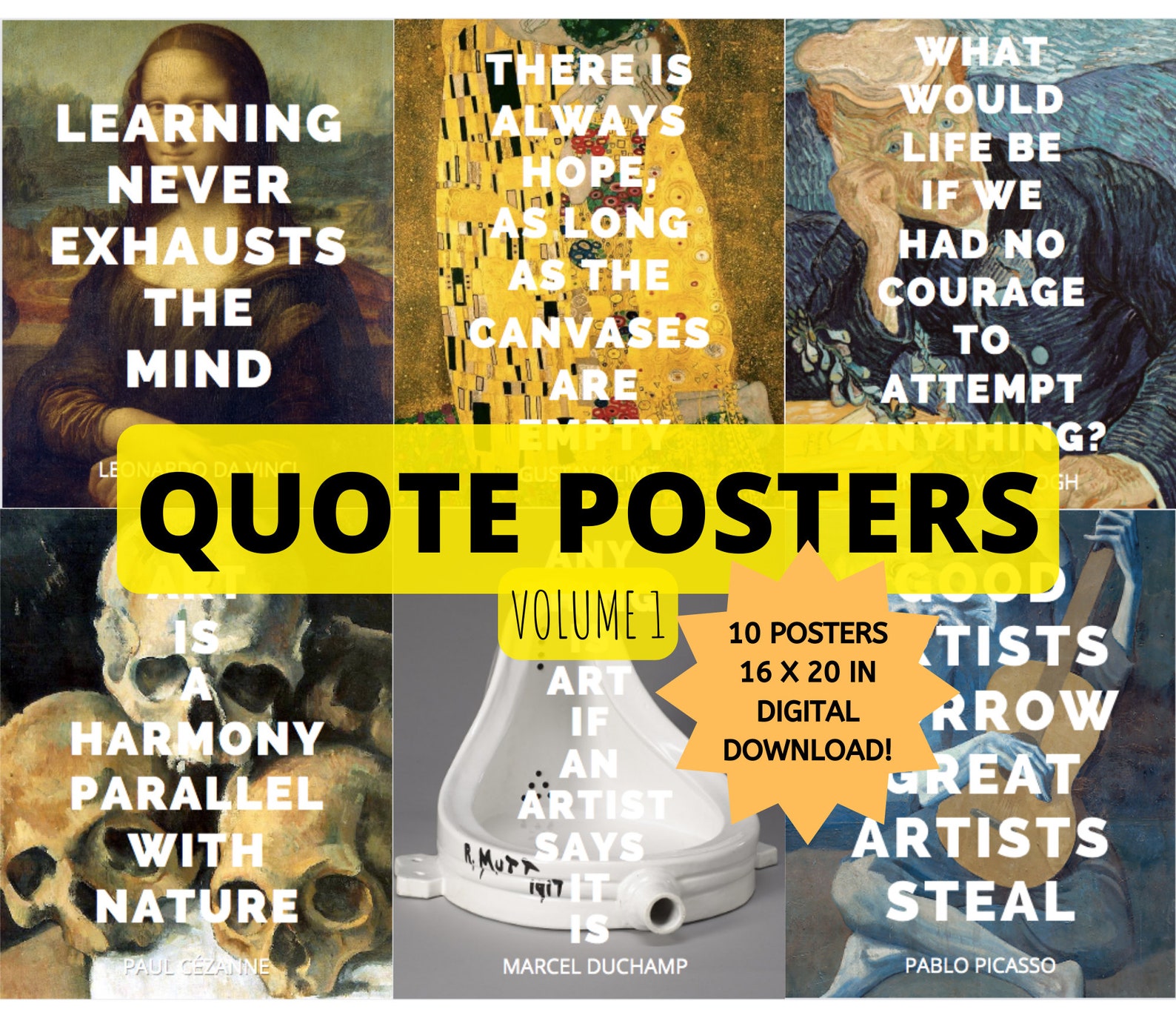 Famous Artist Quote Poster Pack Vol. 1 - Etsy Australia