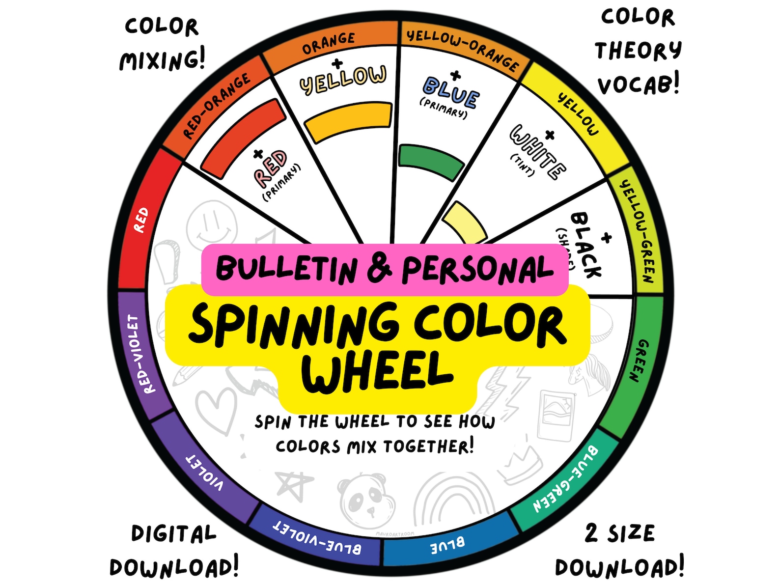 Color Mixing Wheel - Color Theory Resource - Bulletin Board / Personal ...
