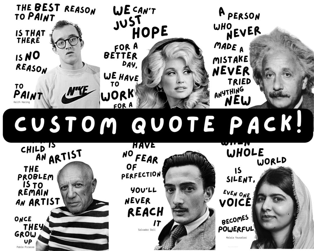 Famous Artist Quote Poster Pack CUSTOM 12 Pack BW Only & Tile Print - Etsy