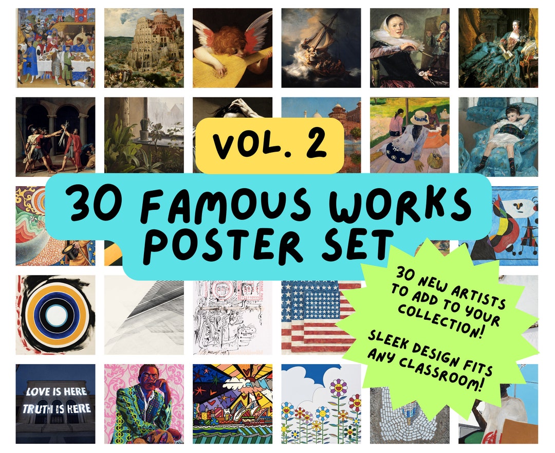 Famous Works Poster Set VOL. 2 (30 NEW ARTISTS) Art History Design ...