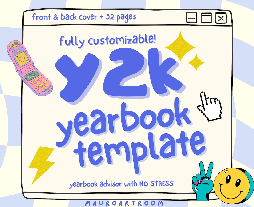 Yearbook Template - Y2K Computer Theme - Easy Edit - Mauroartroom - Etsy