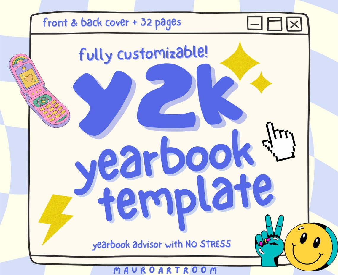 Yearbook Template - Y2K Computer Theme - Easy Edit - Mauroartroom - Etsy